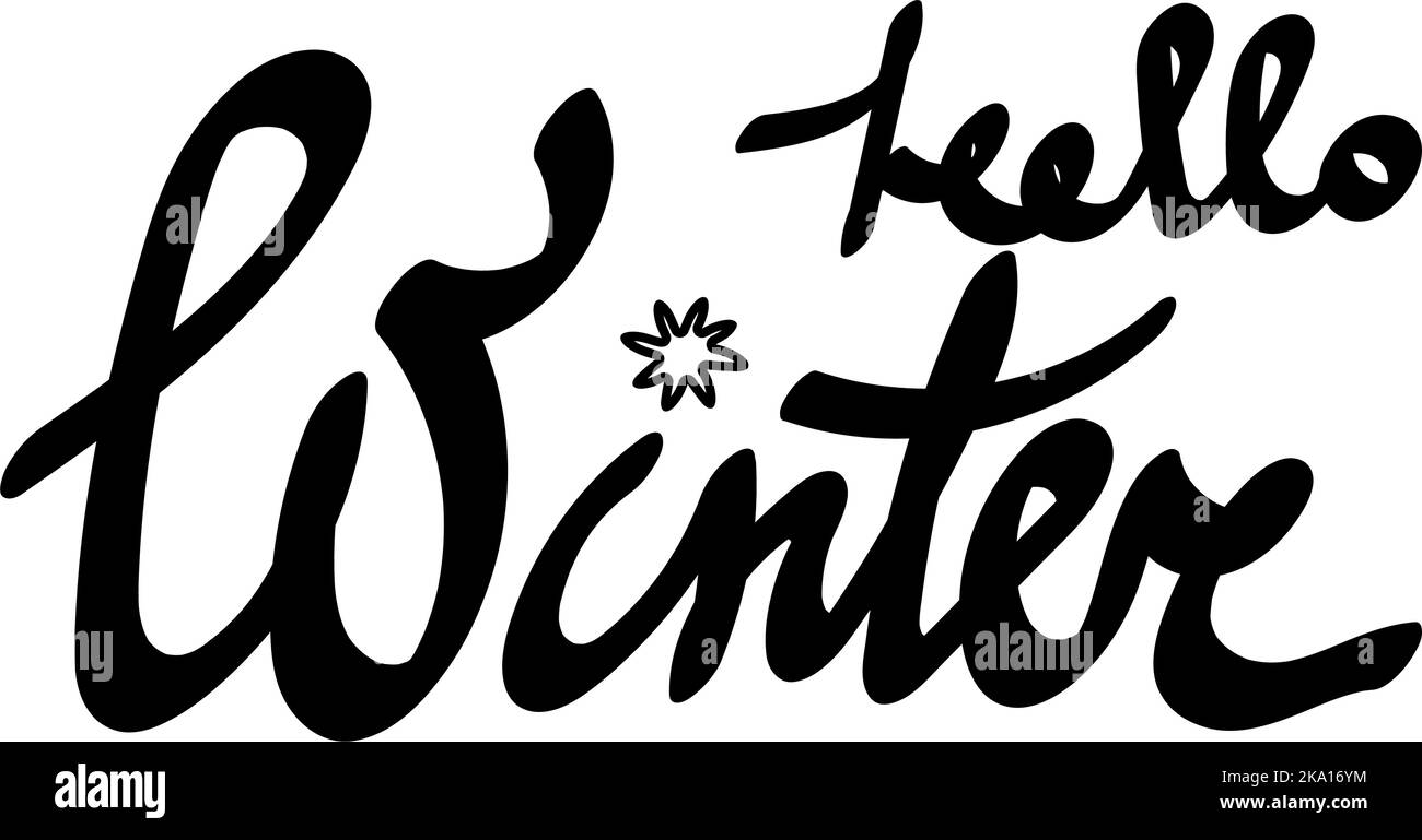 Lettering hello winter handwritten. Isolated vector on white background ...