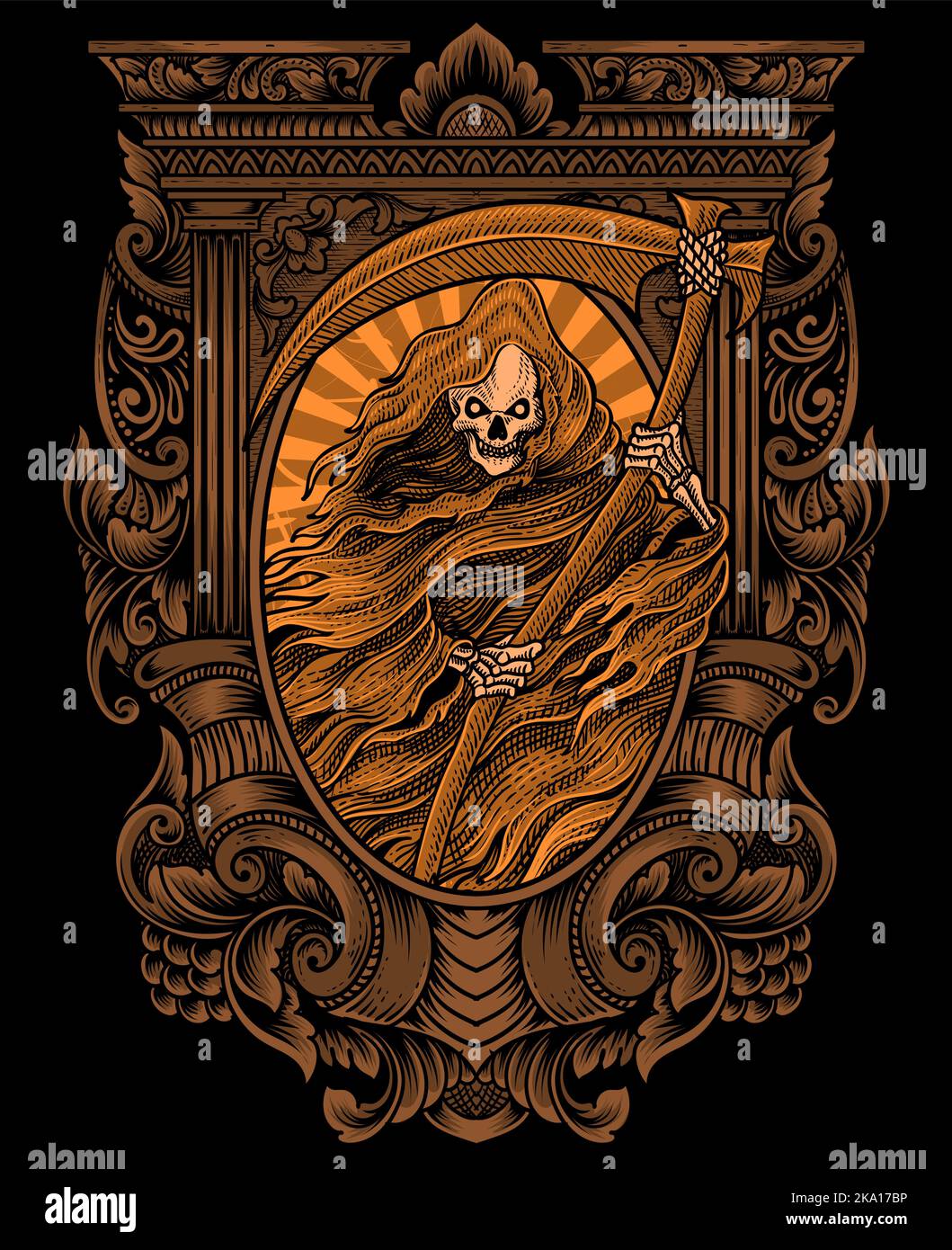 Grim reaper frame drawing Stock Vector Images - Alamy