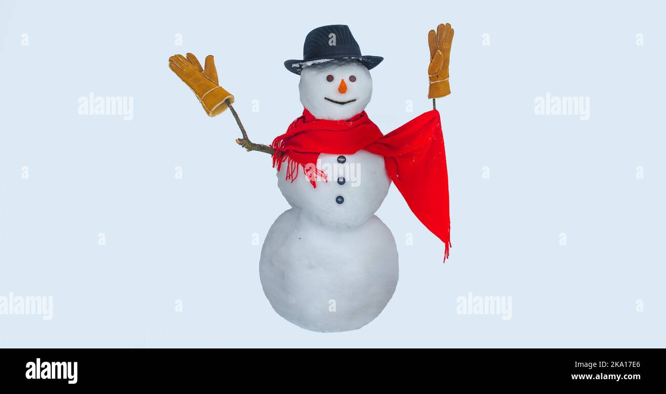 Christmas background with snowman. Funny snowmen. Happy smiling snow ...