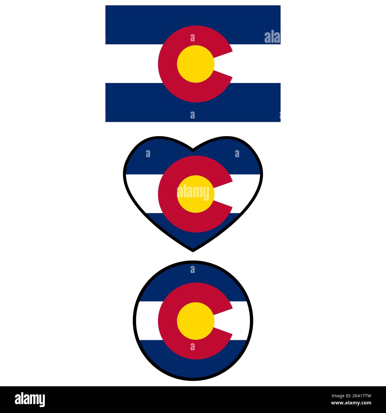 Colorado Flag on white background. Colorado Round Circle Flag. CO USA ...