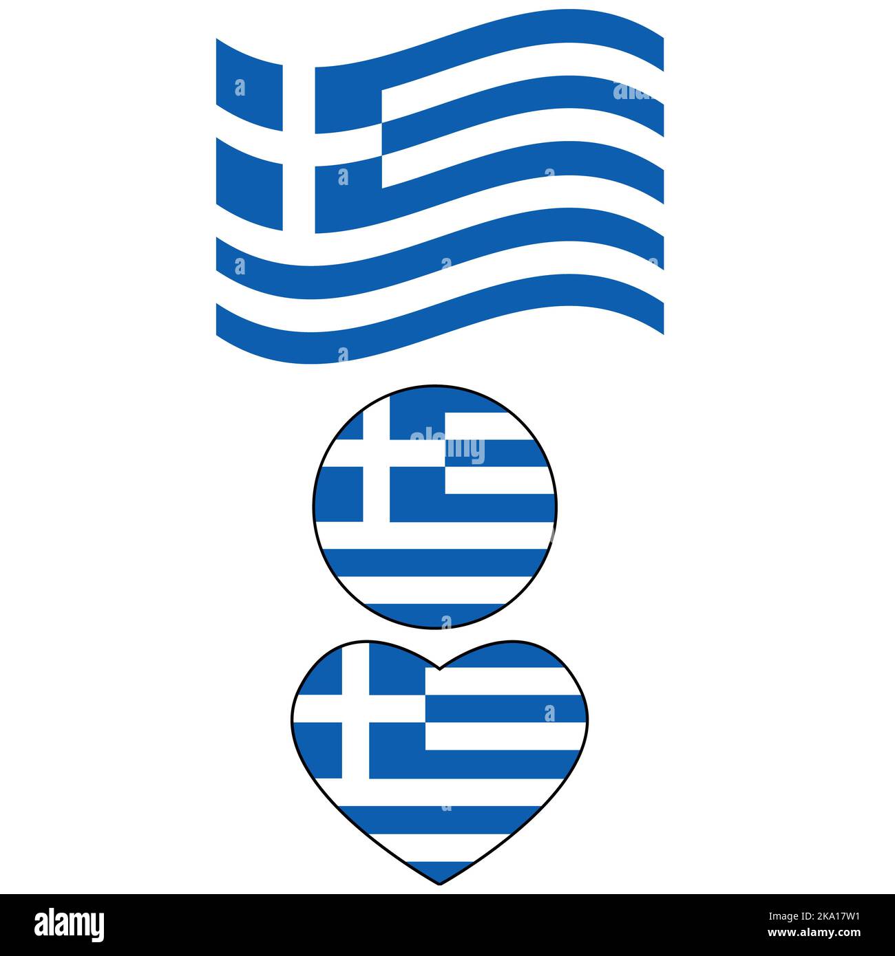 Greece national flag on white background. Round greece flag. flat style ...