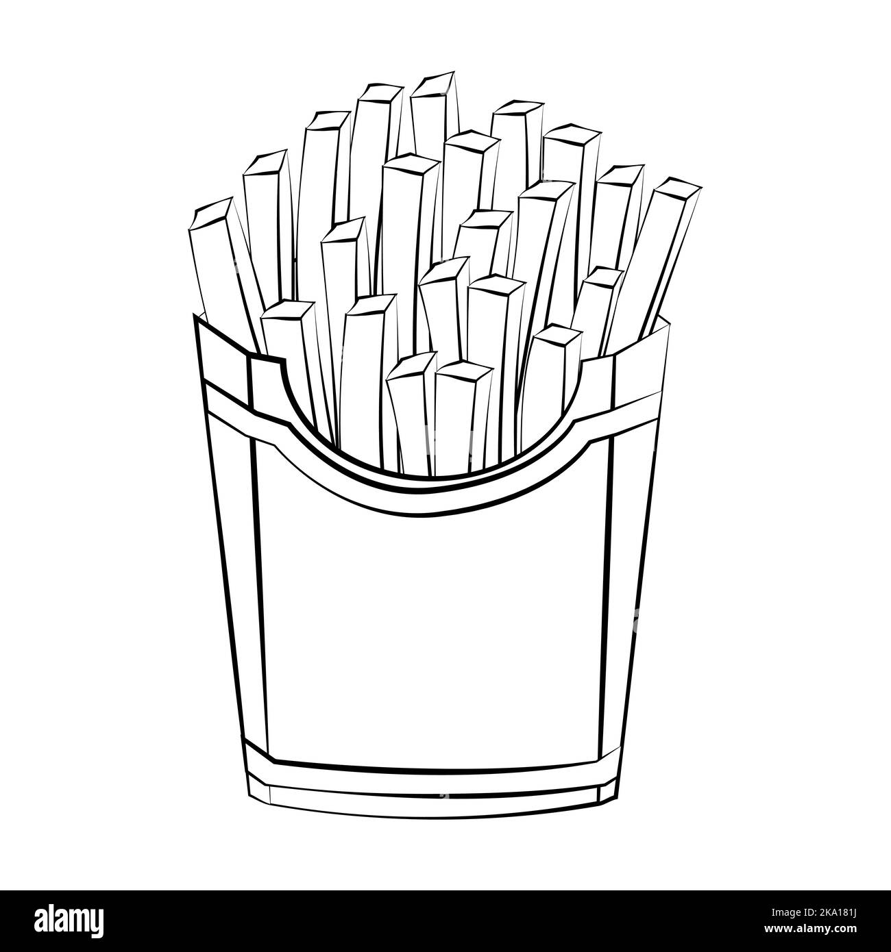 French fries in a thin line. Vector on a white background Stock Vector ...