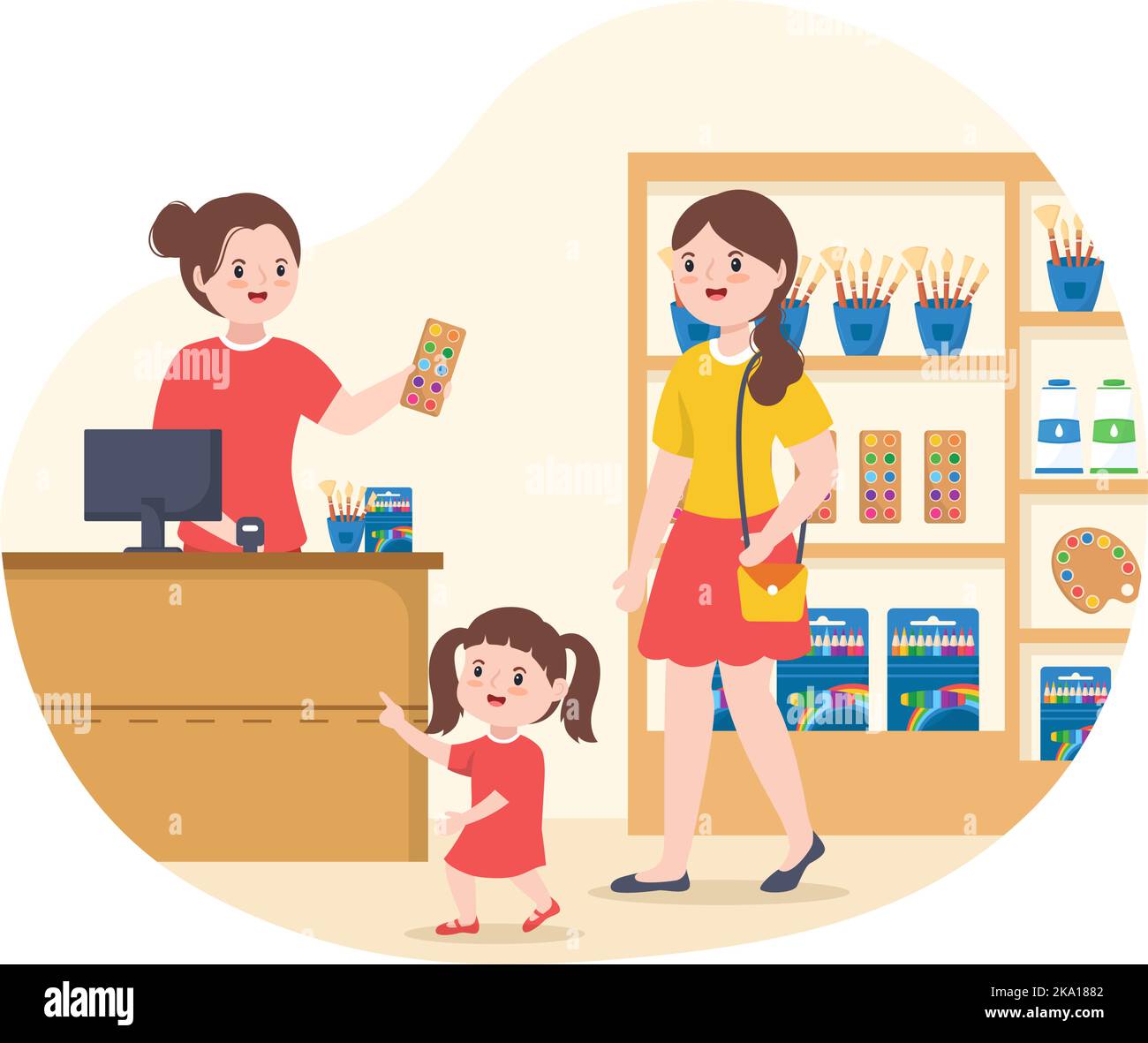 Art Shop with Painting Supplies Store Accessories and Tools for Drawing ...