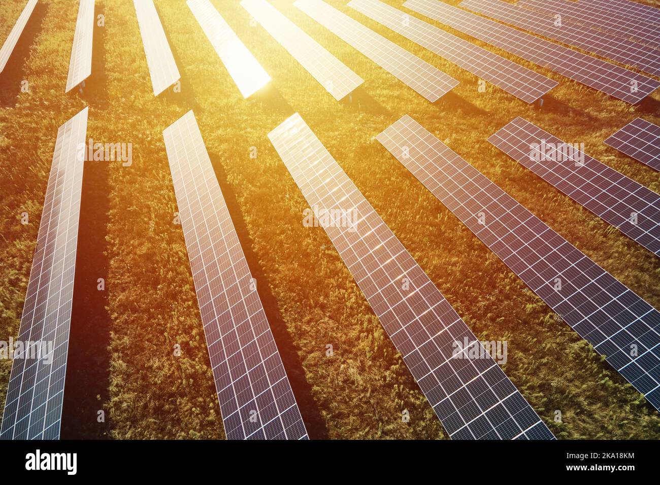 Solar batery in field. Photovoltaic panels for solar energy production ...