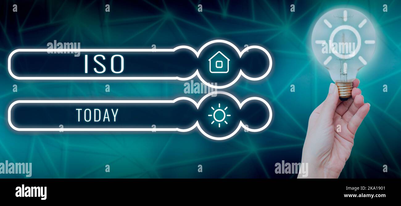 Text sign showing Iso. Concept meaning international standardsetting ...