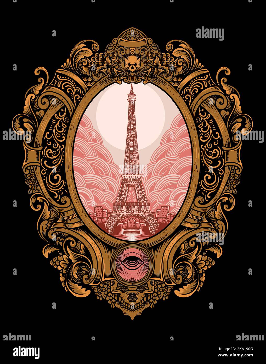 illustration retro eiffel tower with vintage style Stock Vector Image & Art - Alamy