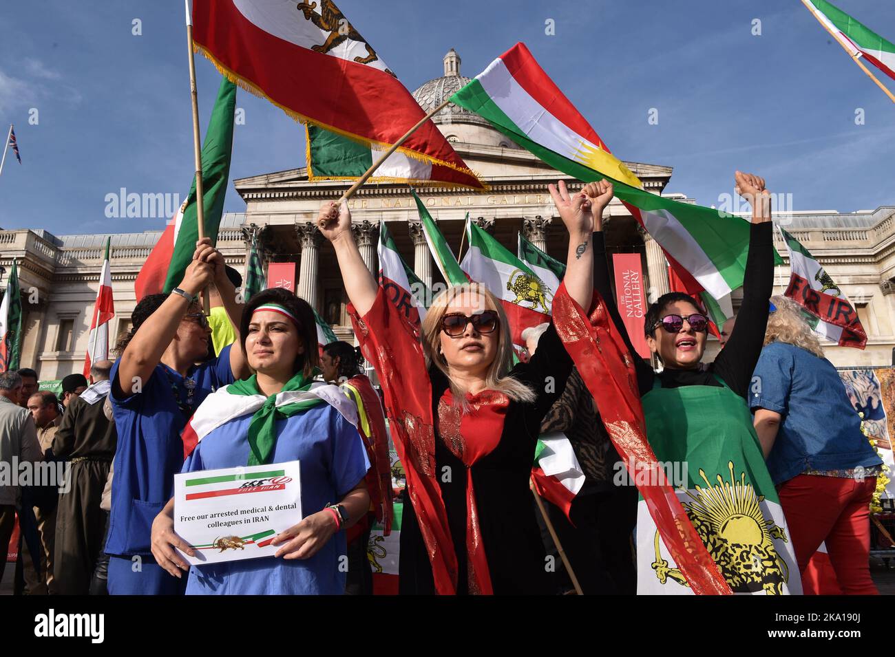 Protesters take part in a demonstration at Trafalgar Square in ...