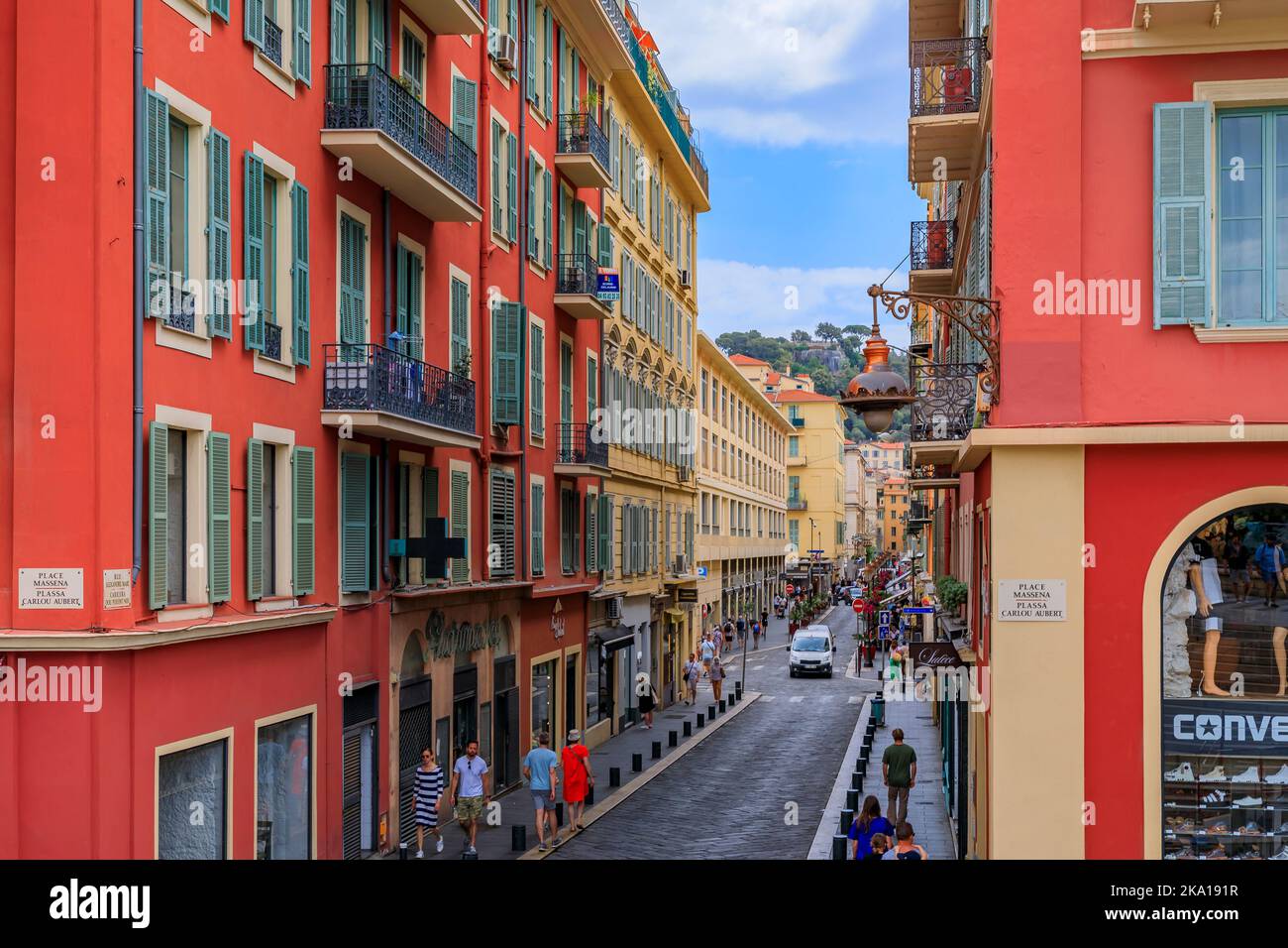 Nice, France - May 29, 2022: Colorful houses in the street of the Old ...