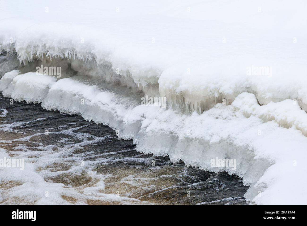 Open water at a river with snow and ice Stock Photo - Alamy