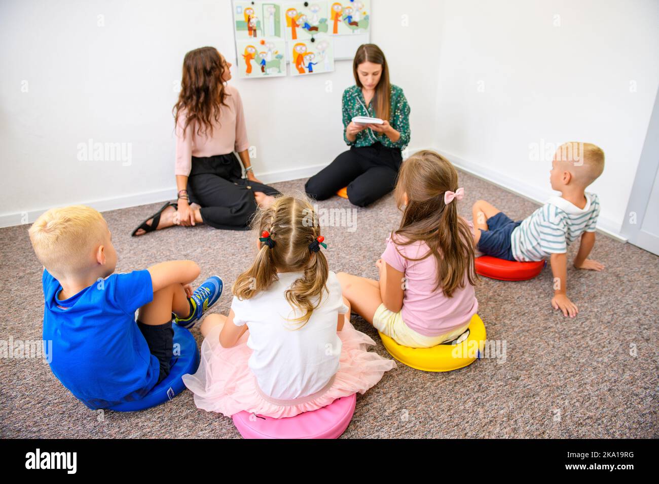 Child occupational therapy background. Elementary age children in group ...