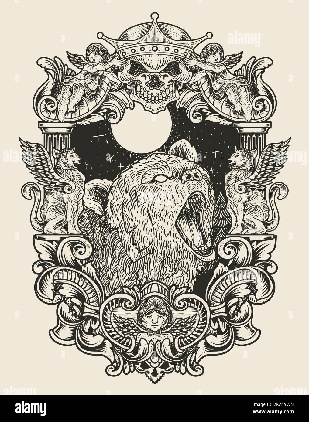 Engrave bear hi-res stock photography and images - Alamy