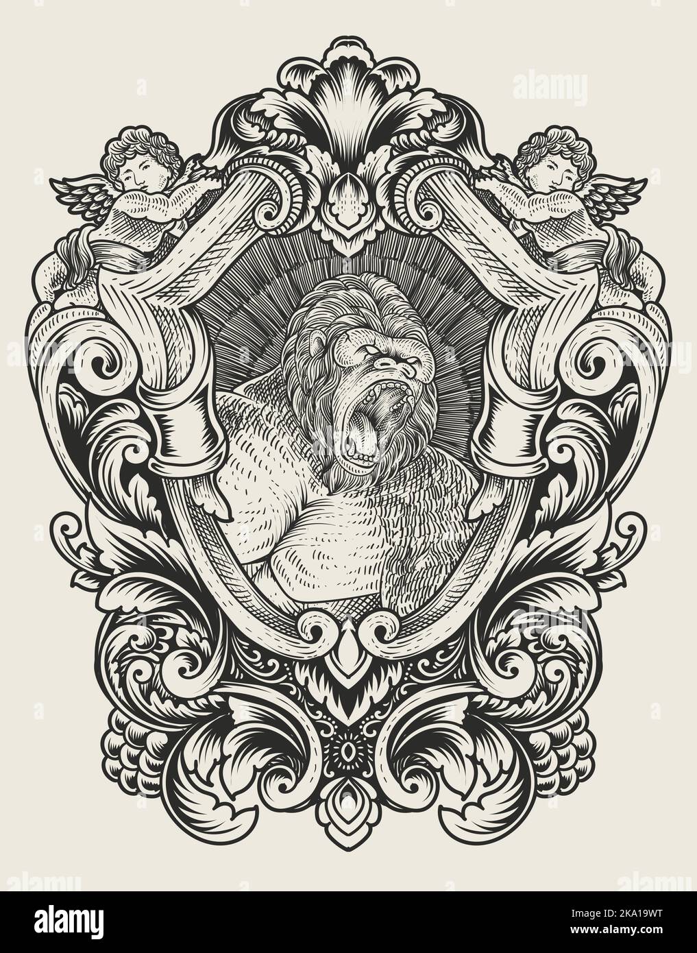 Engraved gorilla Stock Vector Images - Alamy