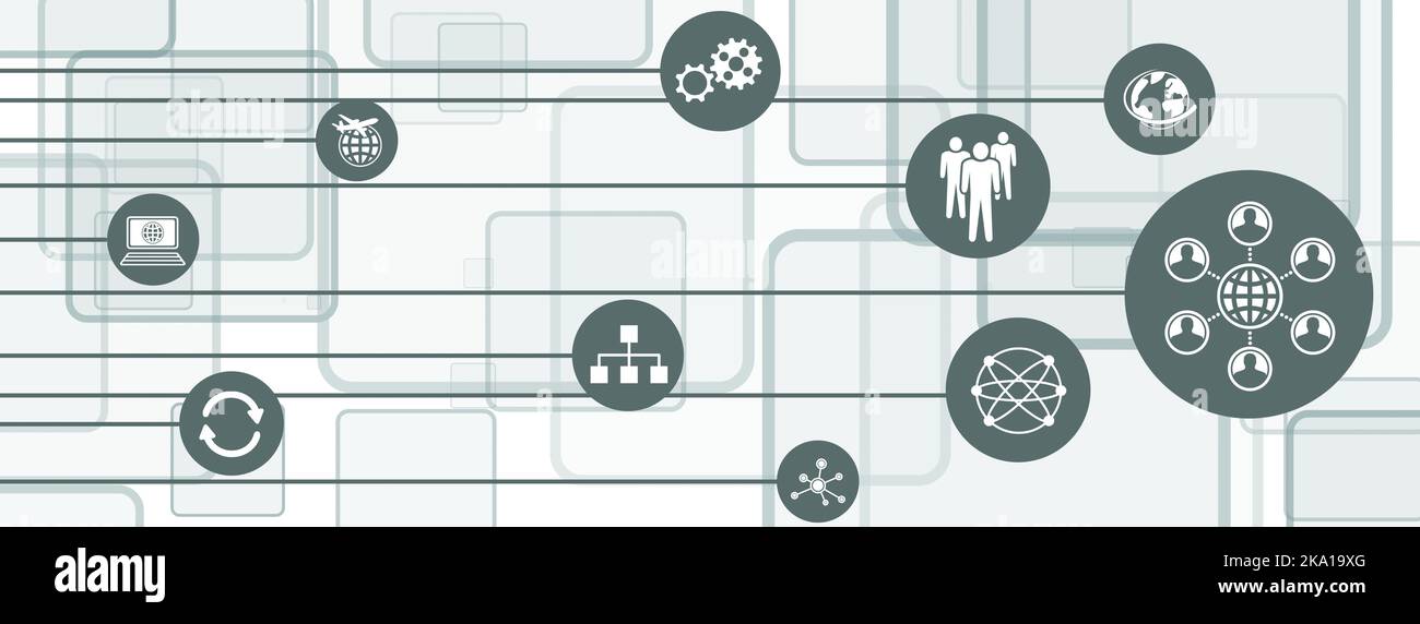 Concept of globalization with connected icons Stock Photo - Alamy