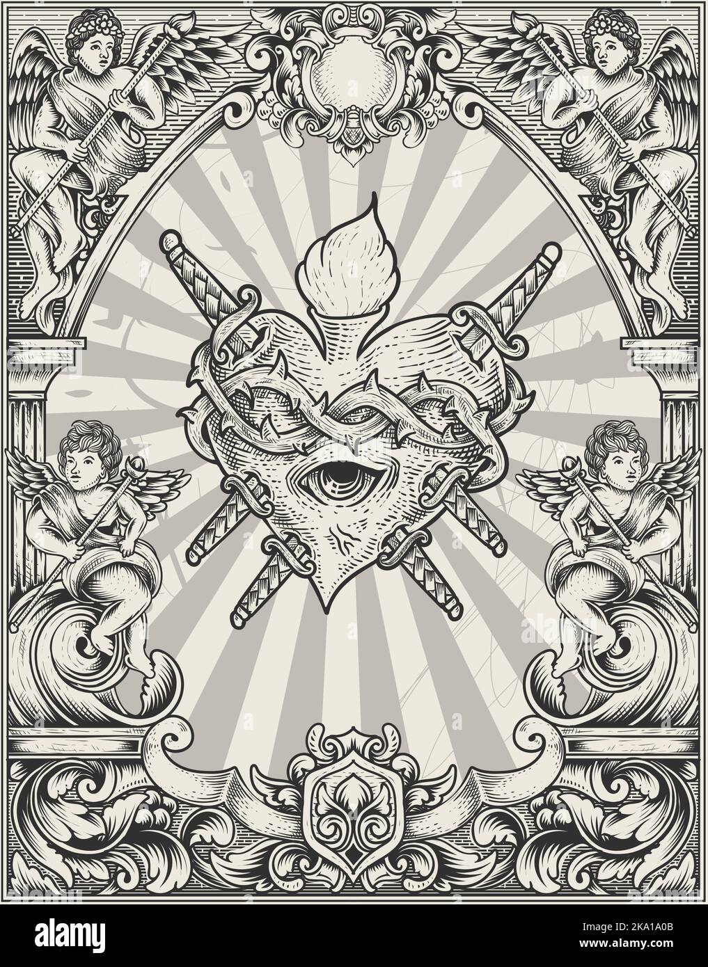 Engraving detail drawing Stock Vector Images - Alamy