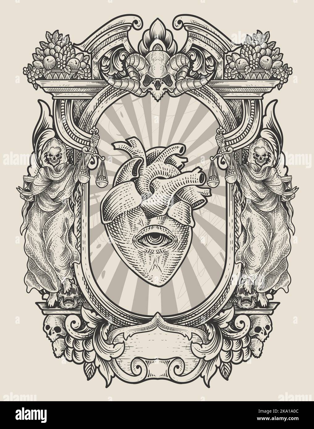 Heart vectors etching hi-res stock photography and images - Alamy