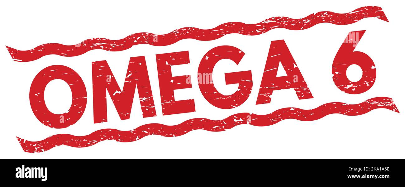 OMEGA 6 text written on red lines stamp sign Stock Photo - Alamy