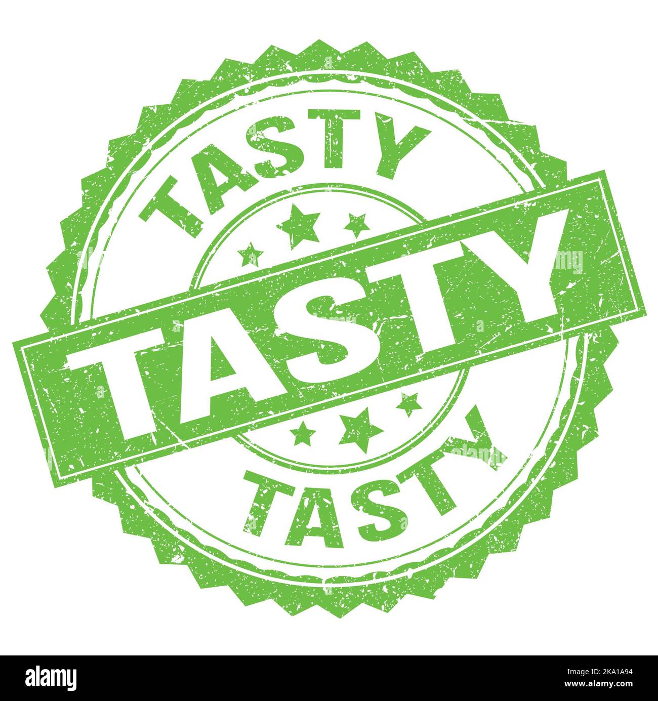 TASTY text written on green round stamp sign Stock Photo - Alamy