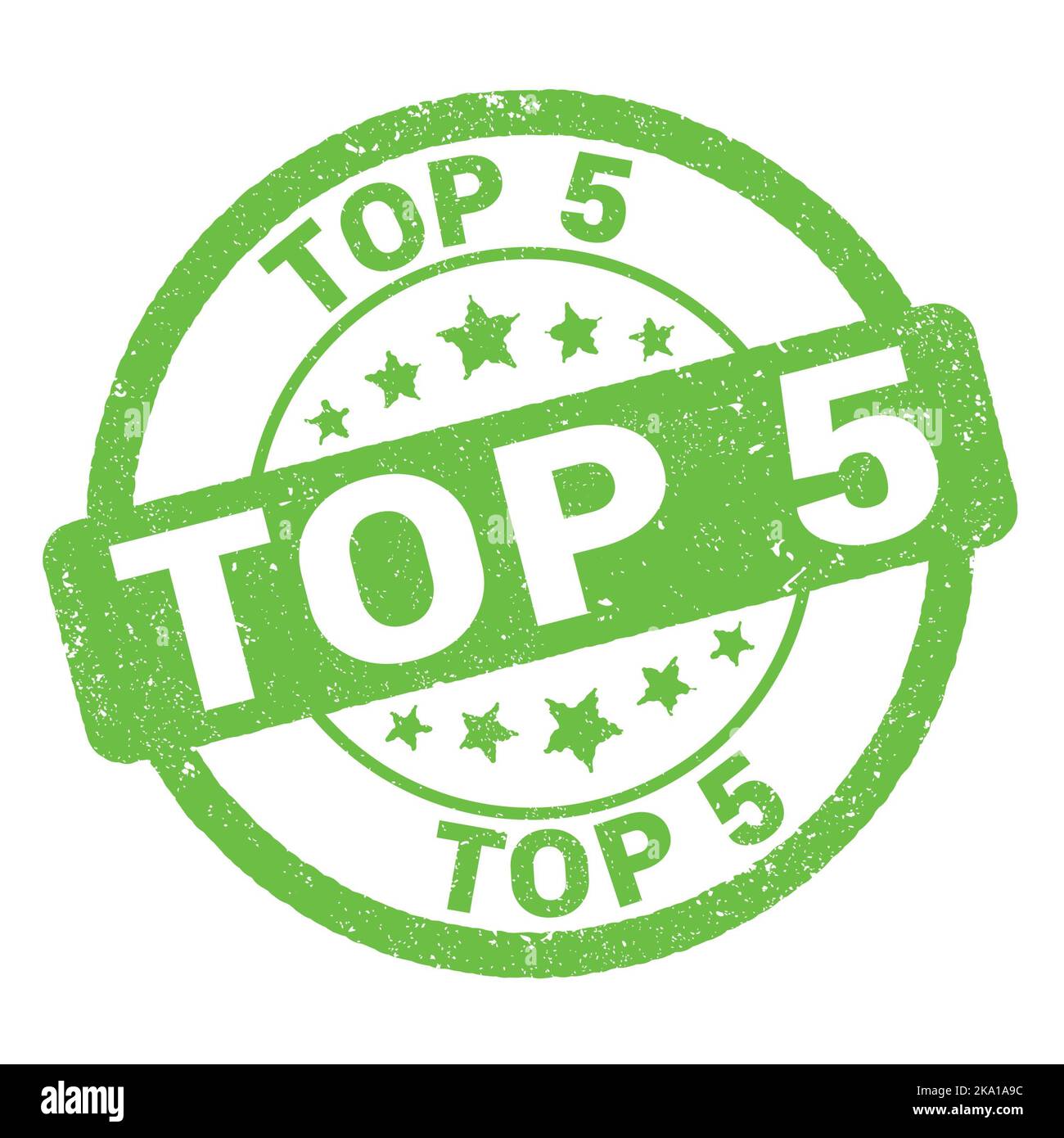 TOP 5 text written on green grungy stamp sign Stock Photo - Alamy