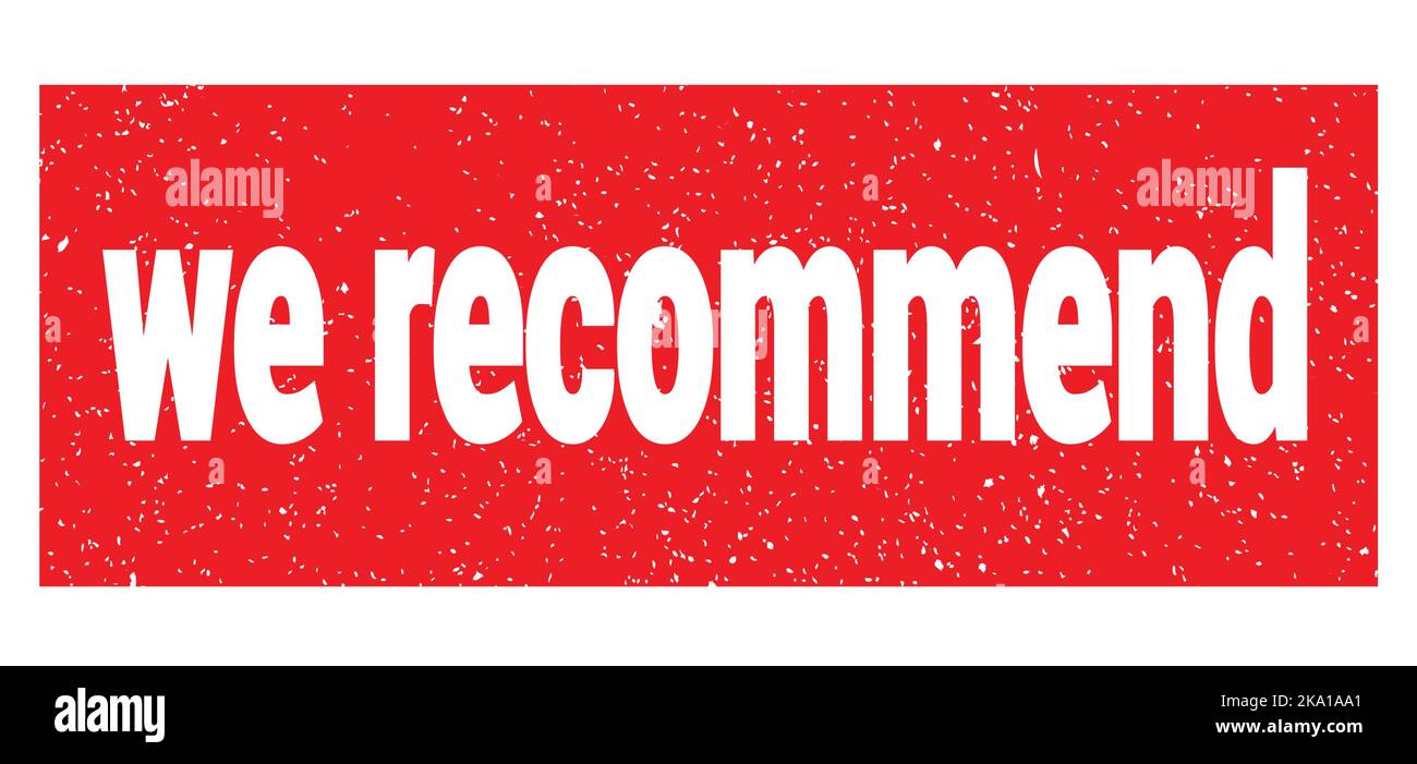 we recommend text written on red grungy stamp sign Stock Photo - Alamy