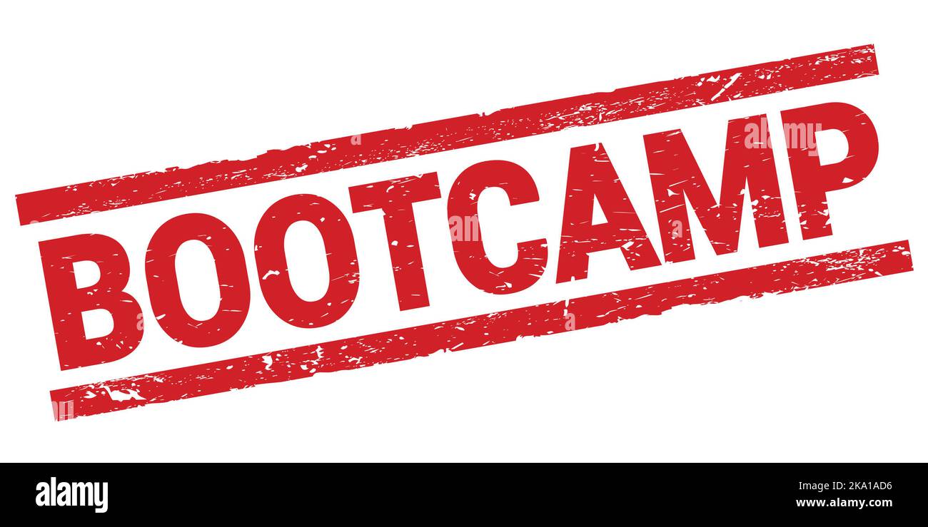 BOOTCAMP text written on red rectangle stamp sign Stock Photo - Alamy