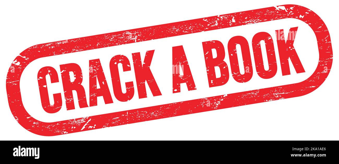 CRACK A BOOK, text on red rectangle stamp sign Stock Photo - Alamy
