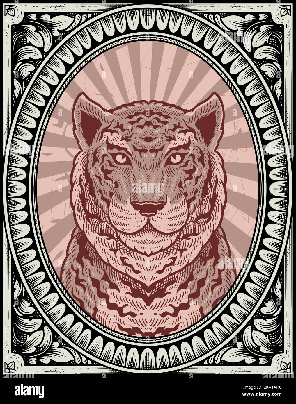 illustration vintage tiger with engraving style Stock Vector Image ...