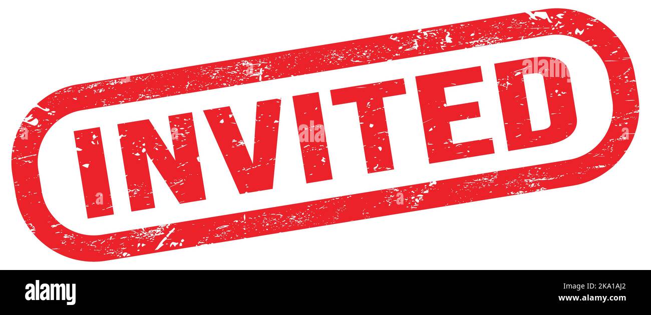INVITED, text on red rectangle stamp sign Stock Photo - Alamy