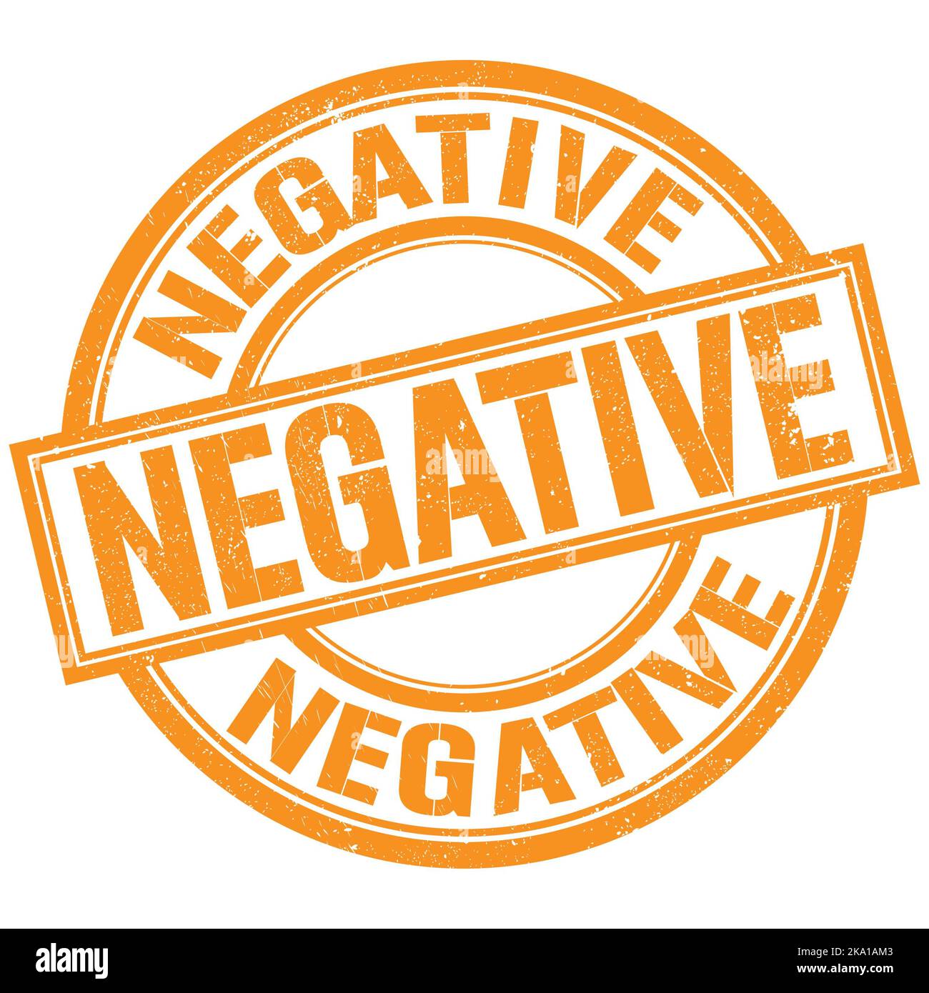NEGATIVE text written word on orange round stamp sign Stock Photo - Alamy