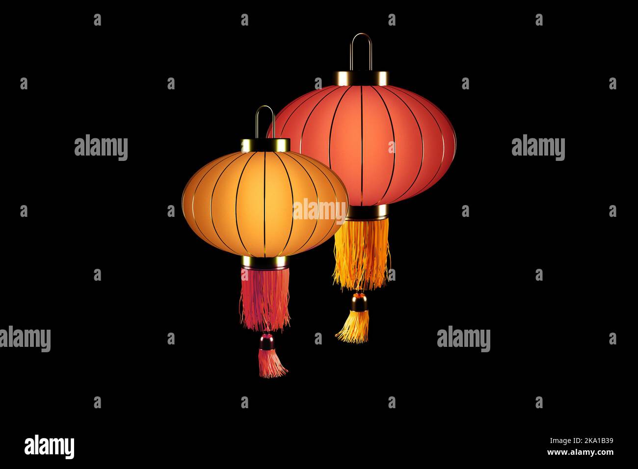 Chinese new year red lanterns render 3d Stock Photo - Alamy