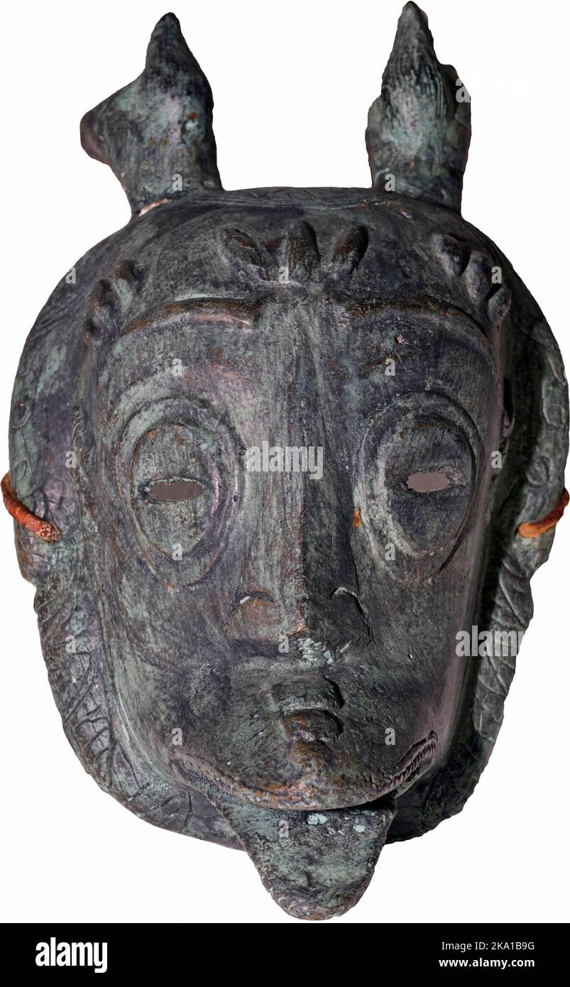 Ancient wrought iron scary mask represent Astaroth demon Stock Photo ...