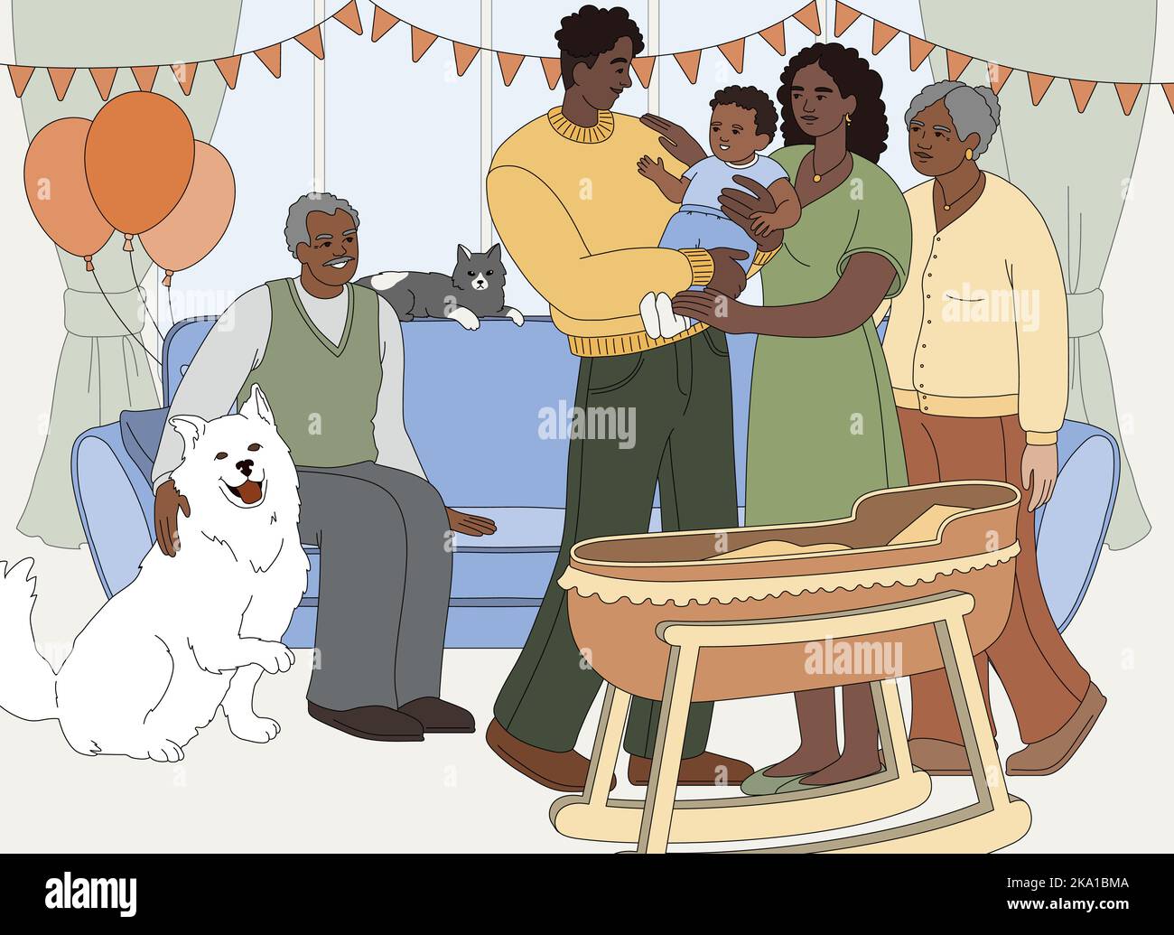 Cartoon parents baby family hi-res stock photography and images - Alamy