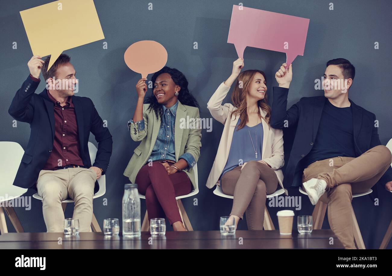 Taking our business opinions into the interview. a group of ...