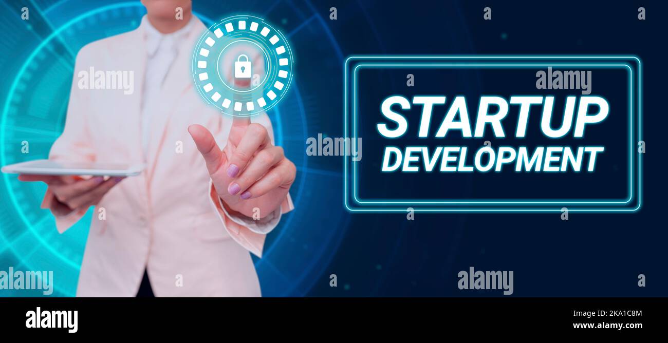 Conceptual caption Startup Development. Business concept to remain ...
