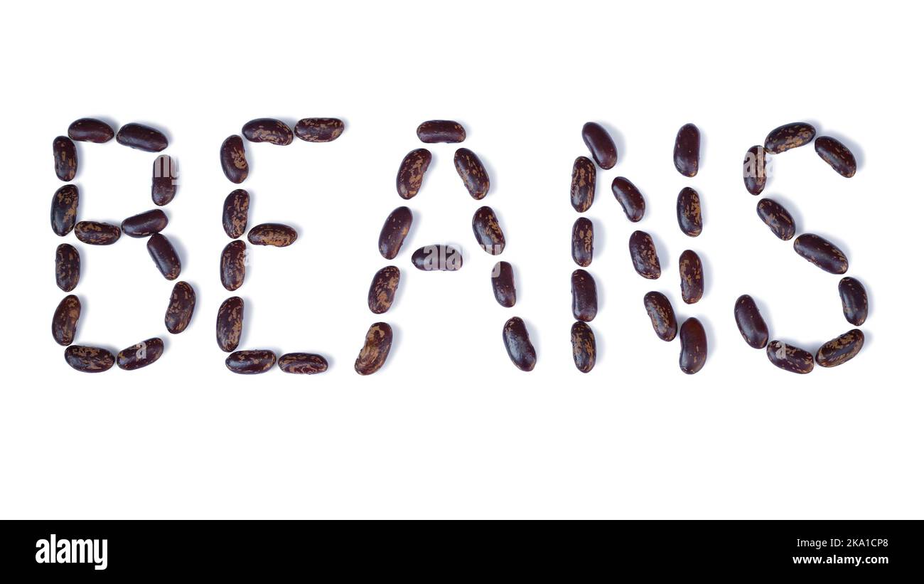 Bean lettering - Beans, white background Stock Photo - Alamy