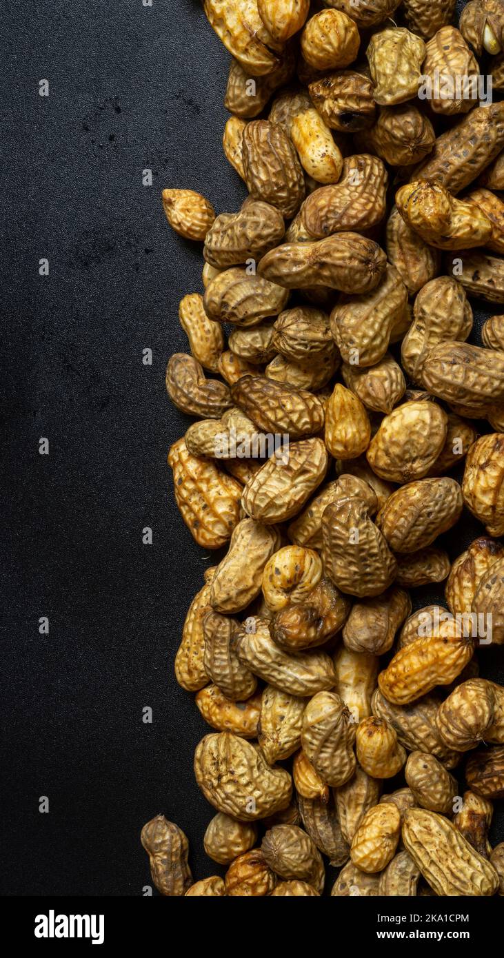 Peanut in a shell texture with space for texts. food background of ...