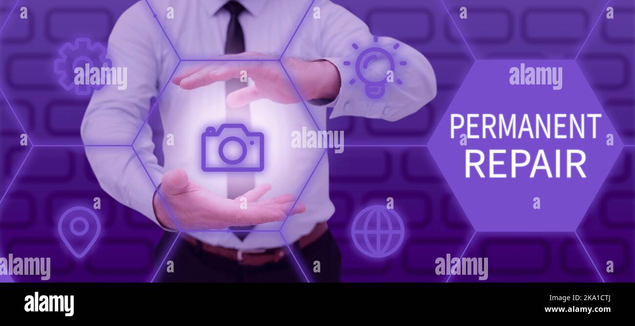 Conceptual caption Permanent Repair. Word for individual who is paid to ...