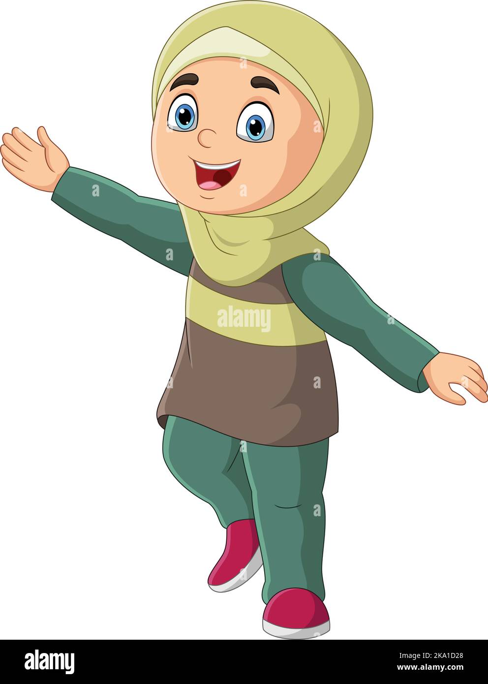Cartoon happy muslim girl dancing Stock Vector Image & Art - Alamy