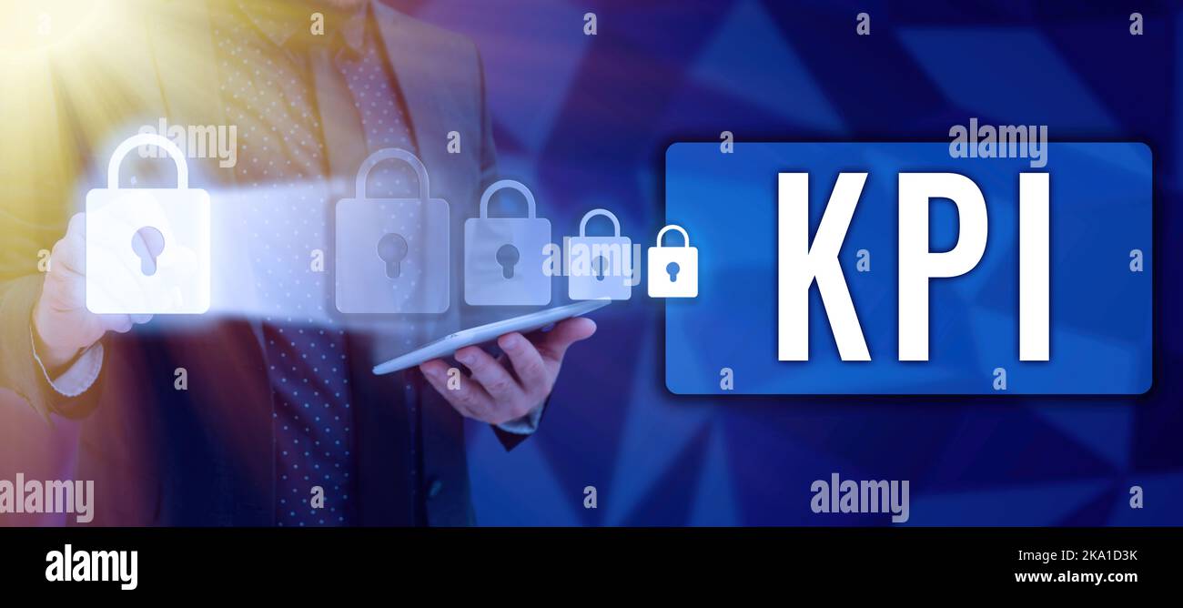 Hand writing sign Kpi. Concept meaning demonstrates how effectively ...