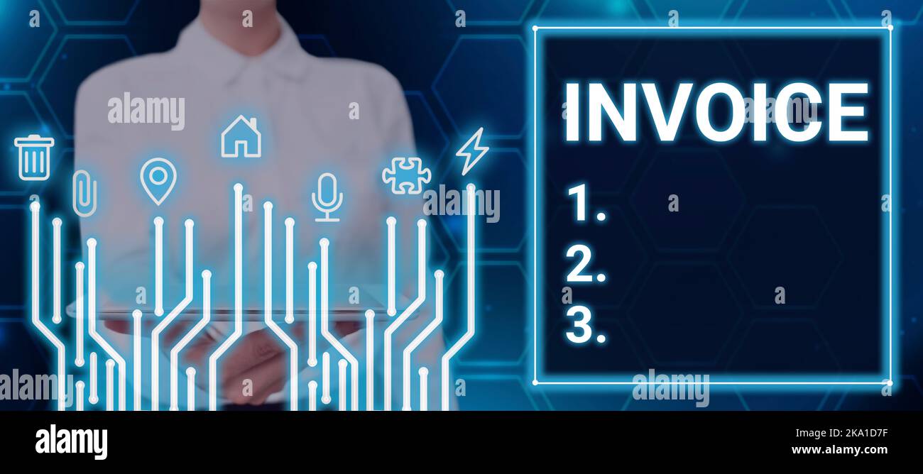 Handwriting text Invoice. Business overview commercial document that ...