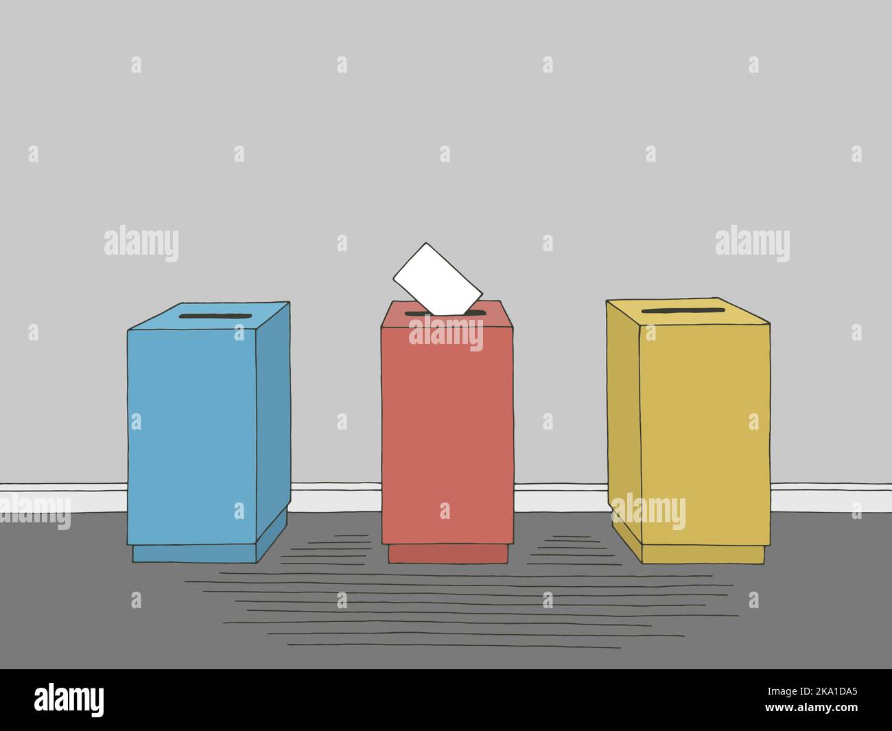 Elections interior vote bulletin put into ballot box graphic color ...