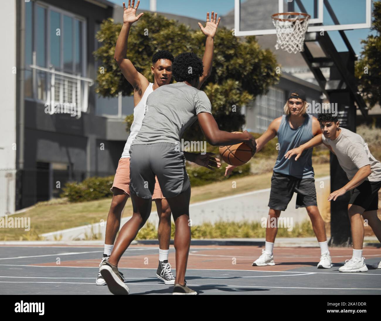 Basketball, training and team sports by basketball players in ...