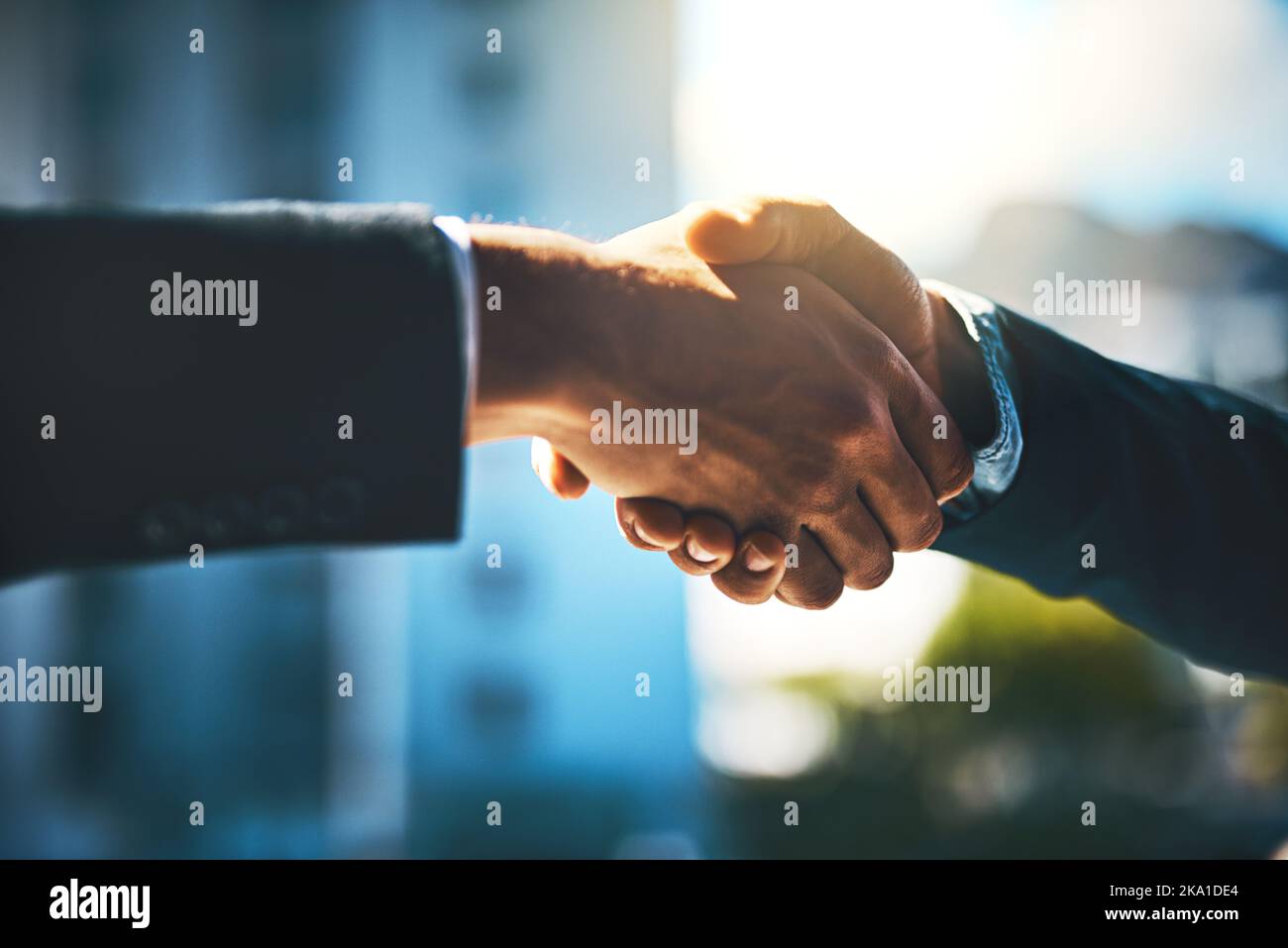 Its a win for both sides. two businessmen shaking hands Stock Photo - Alamy