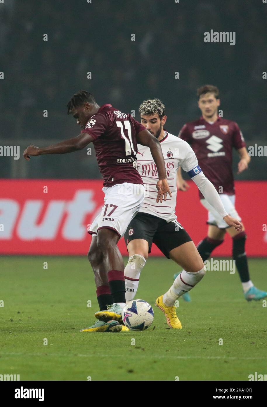 Stephane Singo of Torino Fc and Theo Hernandez of Ac Milan during the ...