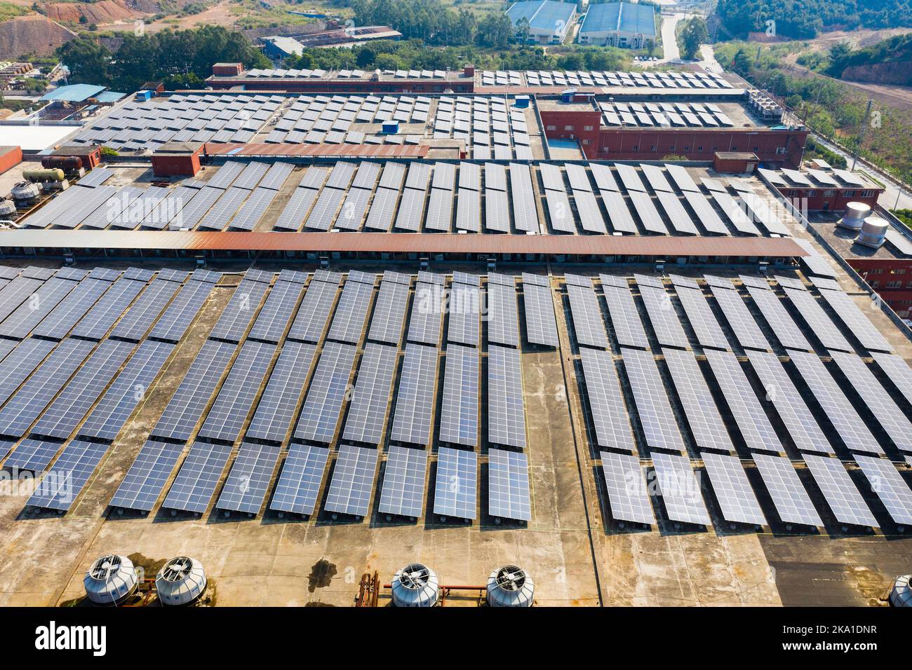 Aerial photos show distributed photovoltaic power stations on the roof ...