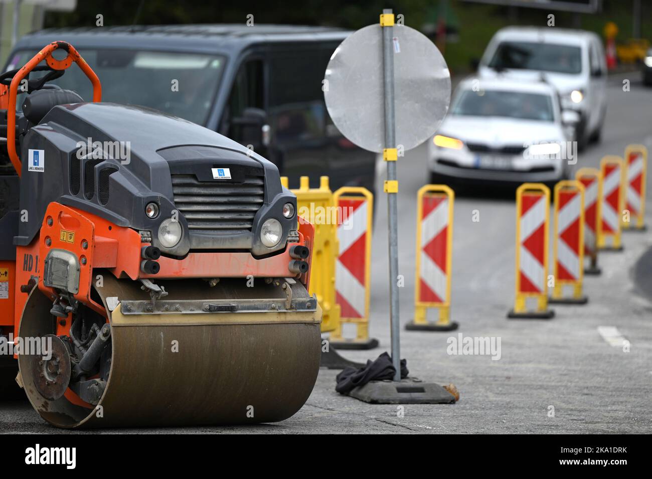 A roadblock at a construction site Stock Photo - Alamy
