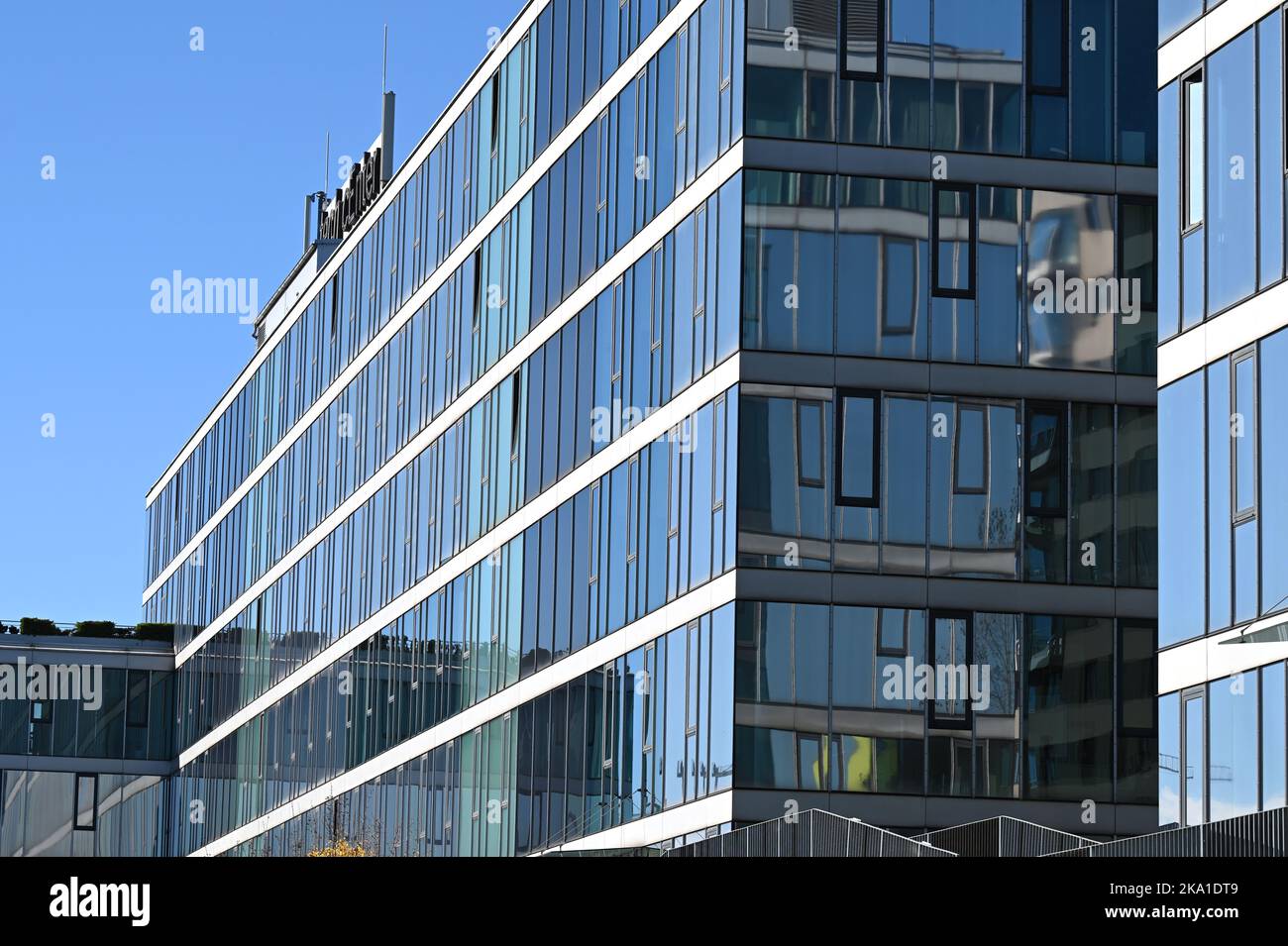 Modern glass facade of an office building in Linz, Austria Stock Photo ...