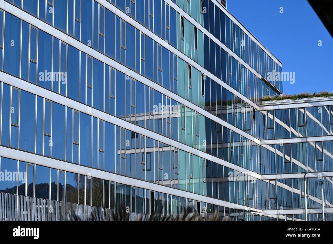 Modern glass facade of an office building in Linz, Austria Stock Photo ...