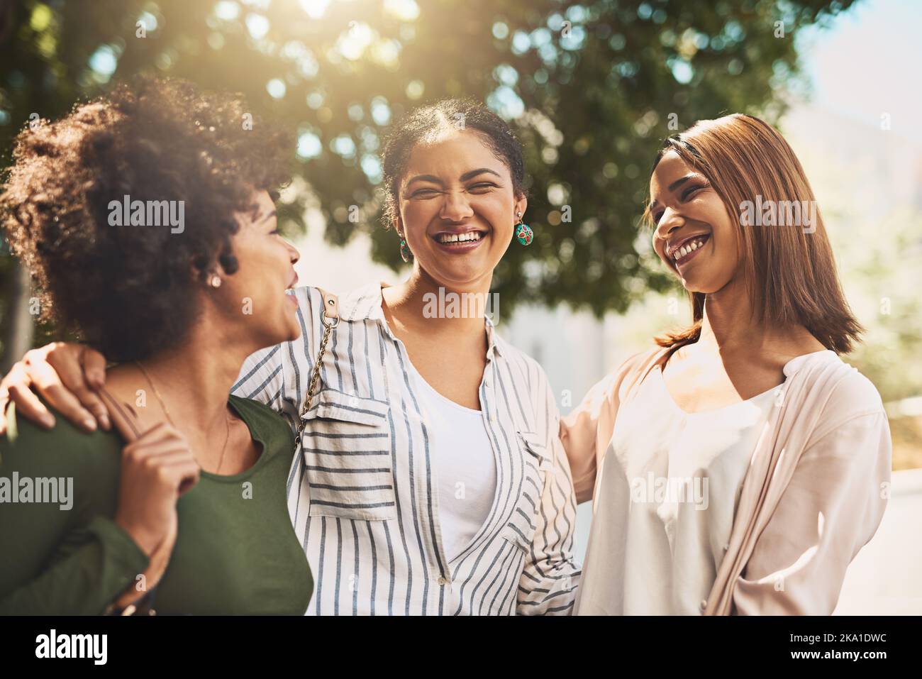 The world is a great place with friends like these. a cheerful young ...