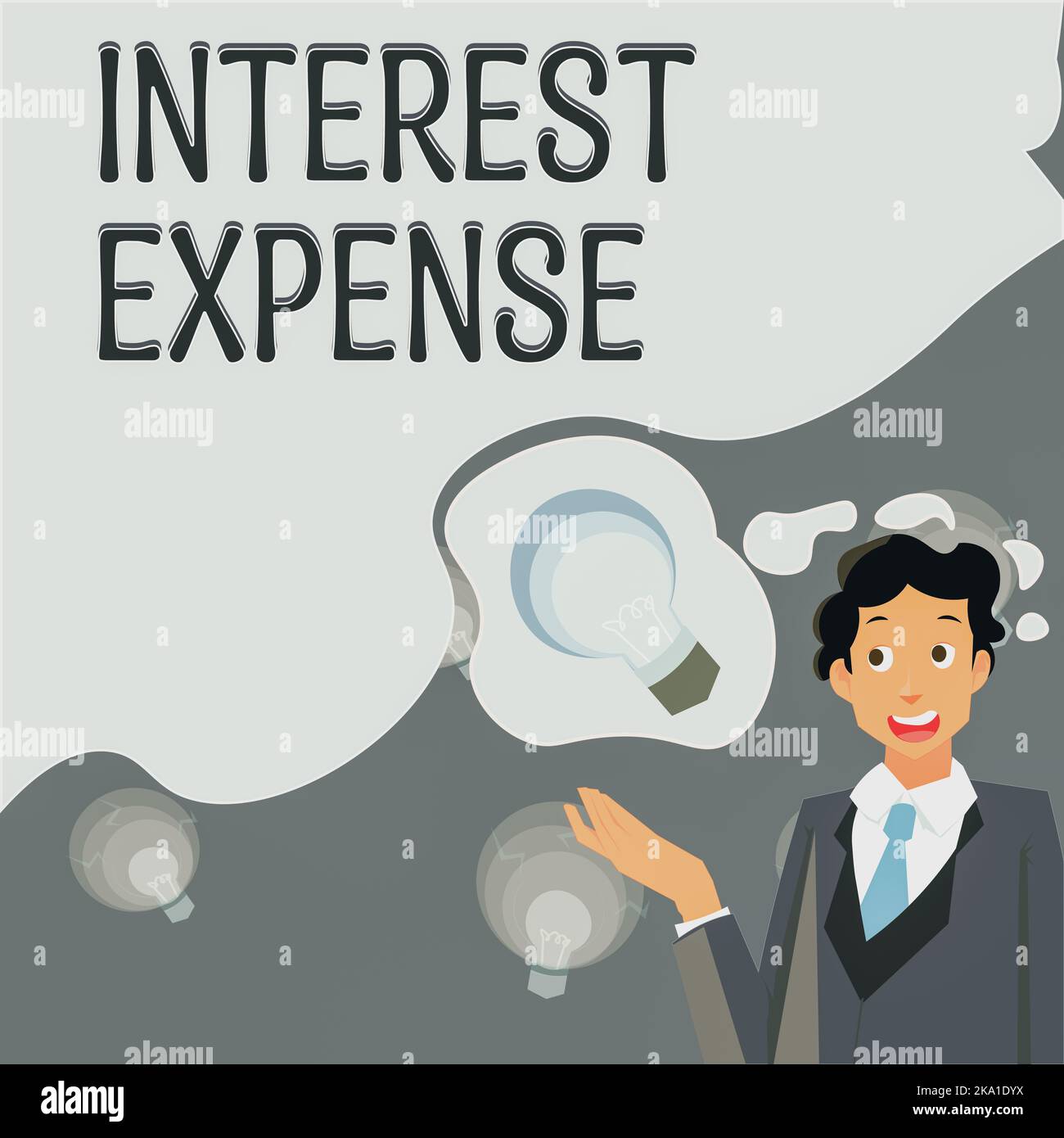 Conceptual caption Interest Expense. Business overview connects ...