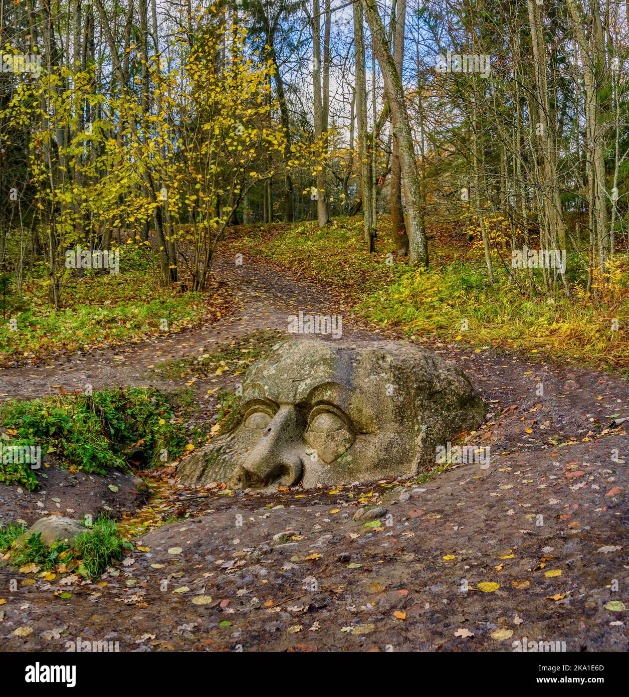 Head or Sculpture at the source. Sculpture by an unknown master, carved ...